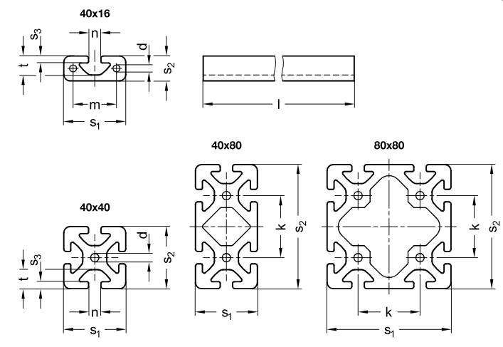 Aluminiumprofil "heavy" typ I