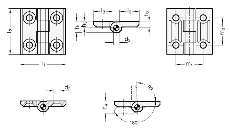Gångjärn i rostfritt, syrafast stål - GN237 A4