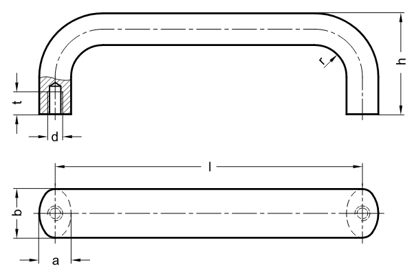 Aluminiumhandtag - ritning