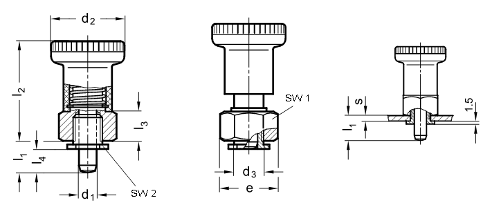 Inställningsbult för tunnväggig utrustning - ritning