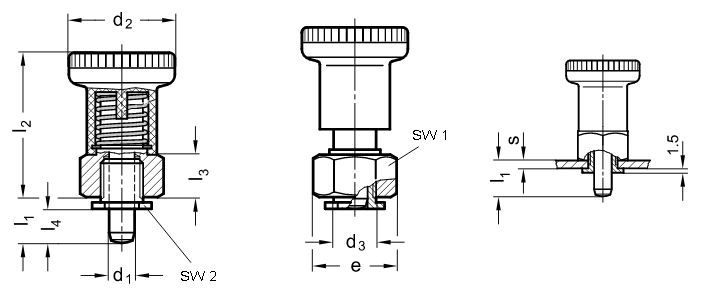 Låsbar inställningsbult för tunnväggig utrustning - GN607.3