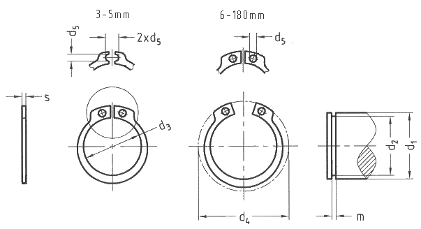 Spårring SGA DIN471 DIN 471 för utvändig montering seegersäkring ...